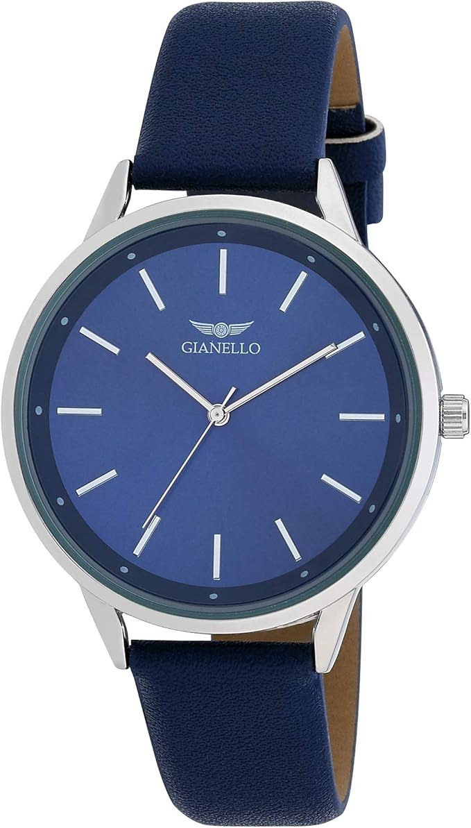 Gianello Mens GNL7735BL Minimalist Silver Case Blue Strap Watch ...