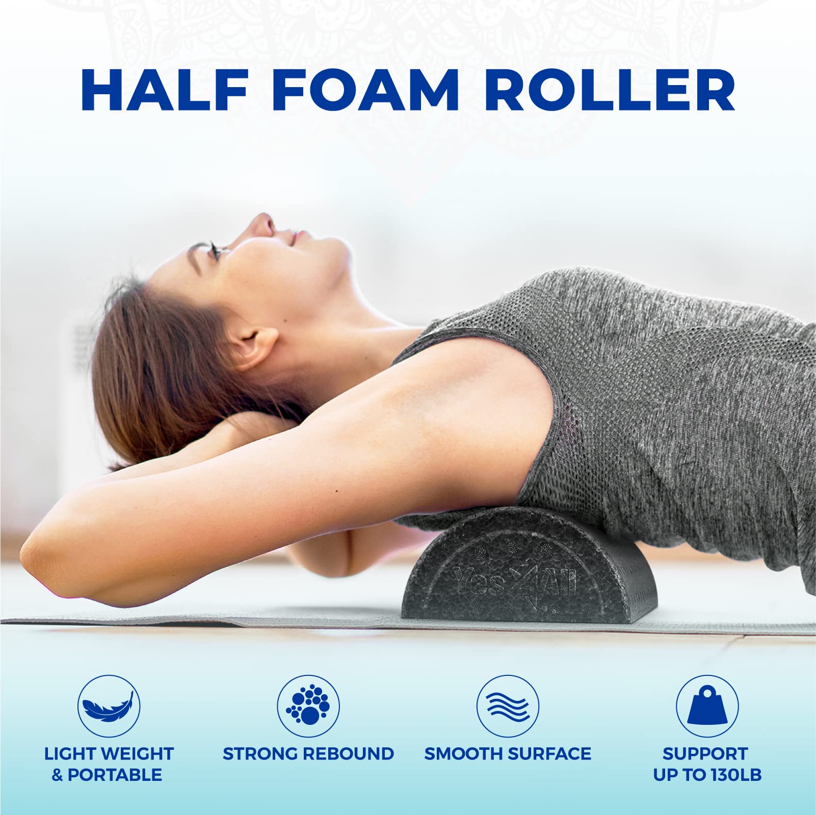 Mua High Density Half Round Foam Roller Support Pain Relieved, Back ...