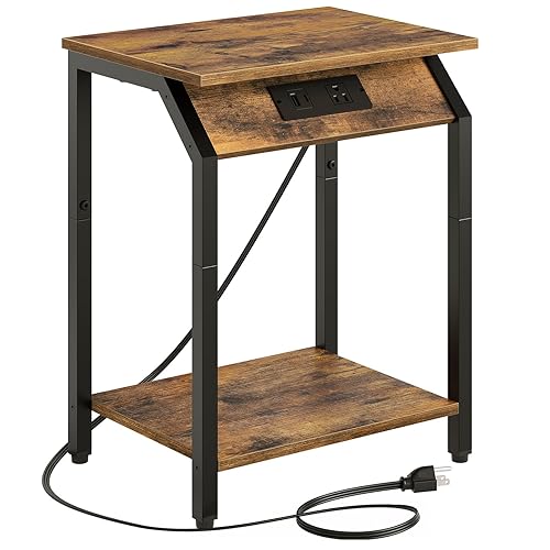 YATINEY End Table with Charging Station, Nightstands with Type-C Ports ...