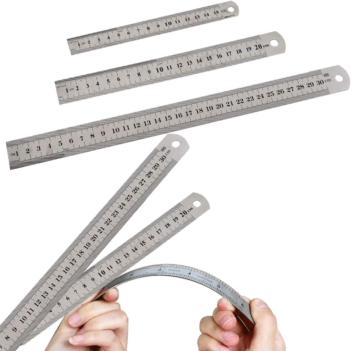 Stainless Steel Ruler Set, DBAILY 6pcs Double Side Precision Metal ...