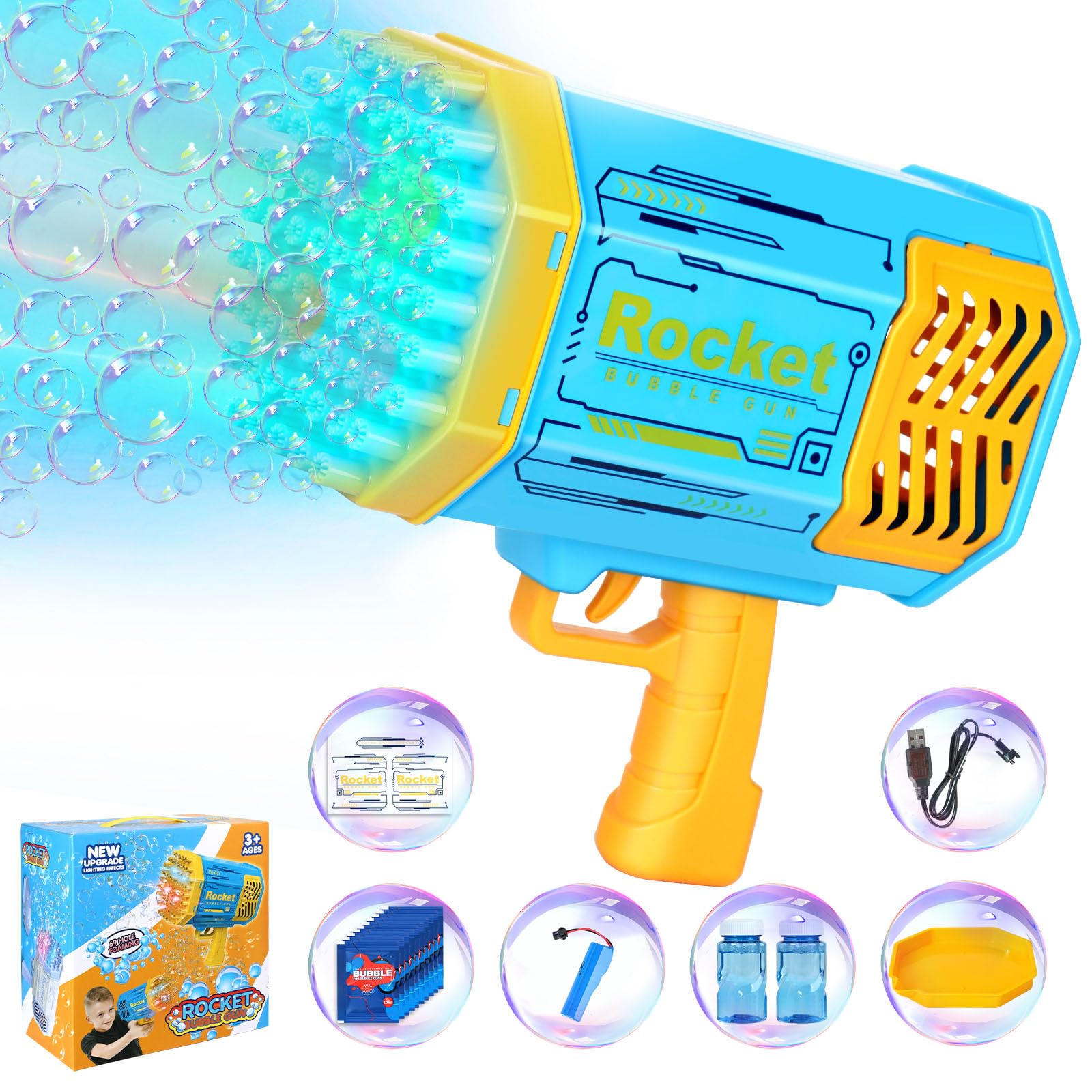 Metini Bazooka Bubble Gun, 132 Holes Bubble Machine with Extra 10 ...