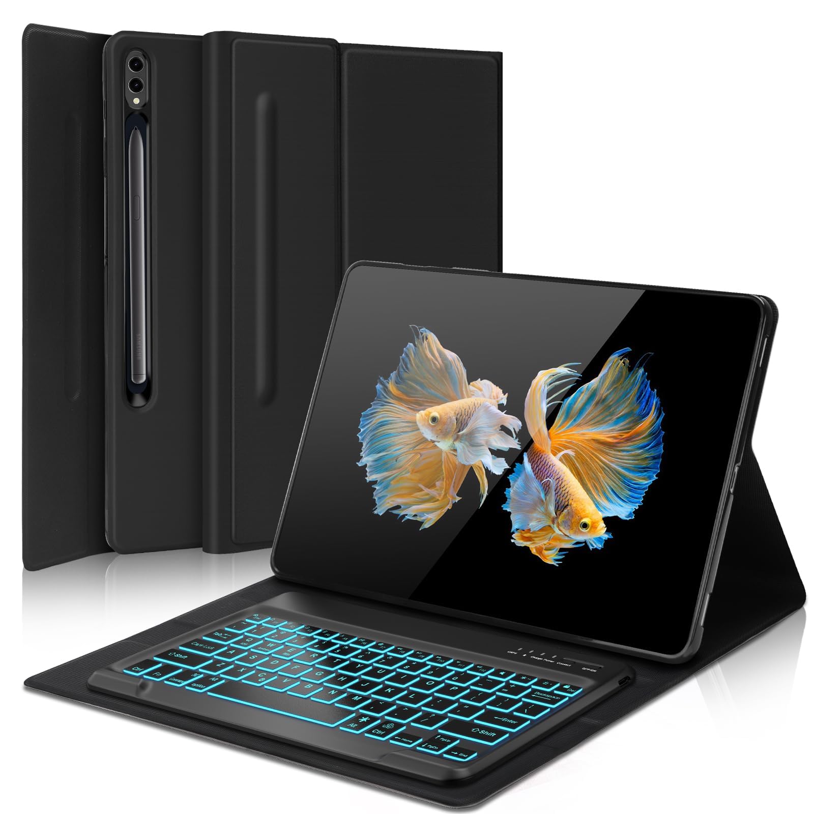 Galaxy Tab S10 Ultra / S9 Ultra Keyboard Case-7 Colors Backlight ...