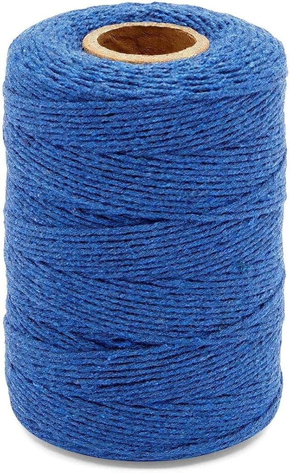 Cotton Twine String for Crafts, Blue Jute Thread (2mm, 218 Yards, 656 ...