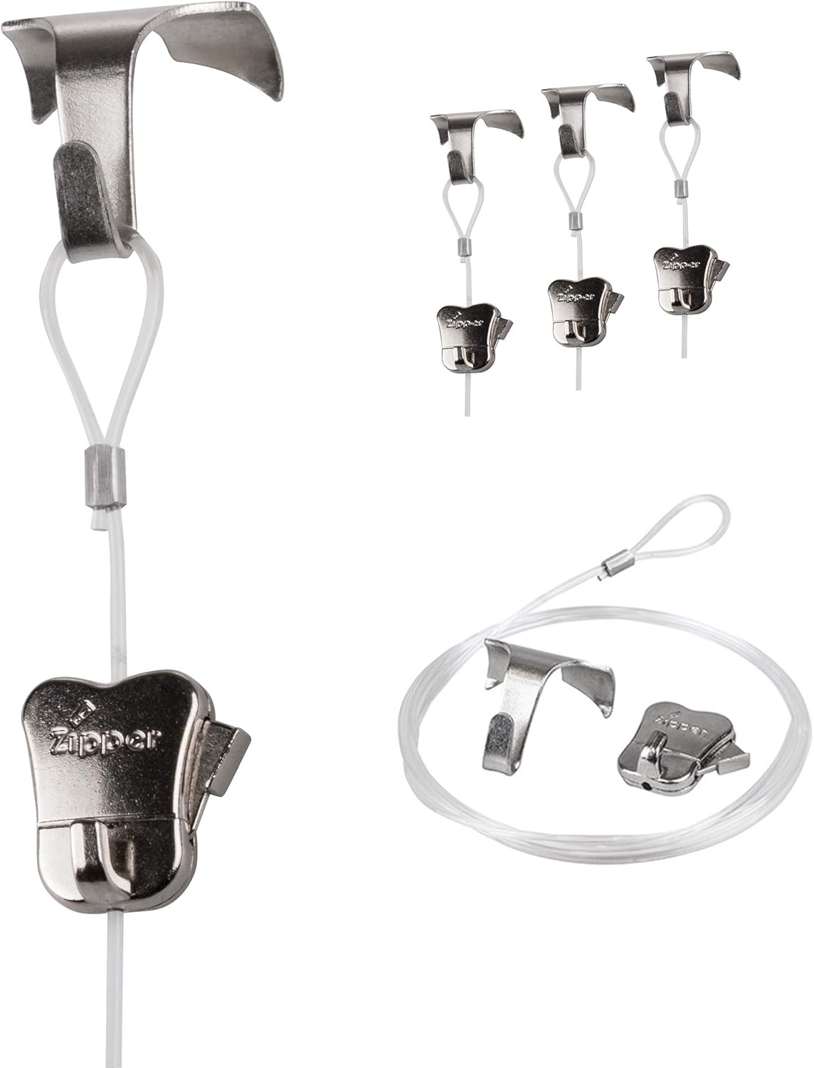 4 Pack STAS Moulding Hooks + Perlon Cords with Loop 59" + Zipper Hooks ...