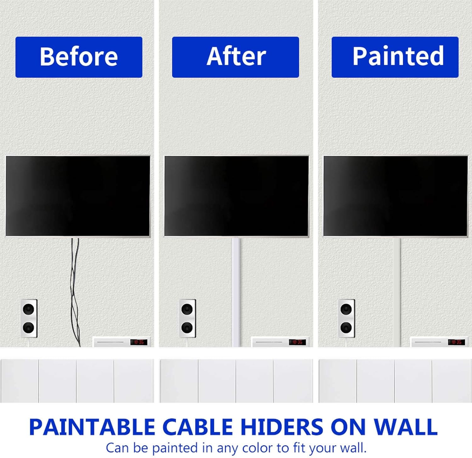 One-Cord Cable Concealer, 157in Cord Cover, PVC Wire Molding, Paintable Wire Channel to Hide a ...