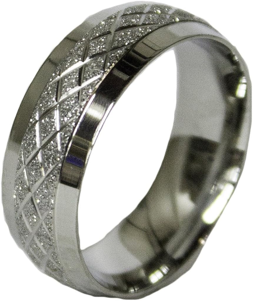RS Covenant Men's Stainless Steel Dress Ring Criss Cross Band 066 ...