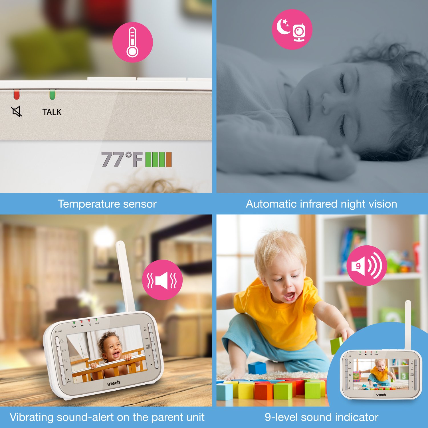 VTech VM343 Video Baby Monitor with Automatic Infrared Night Vision ...