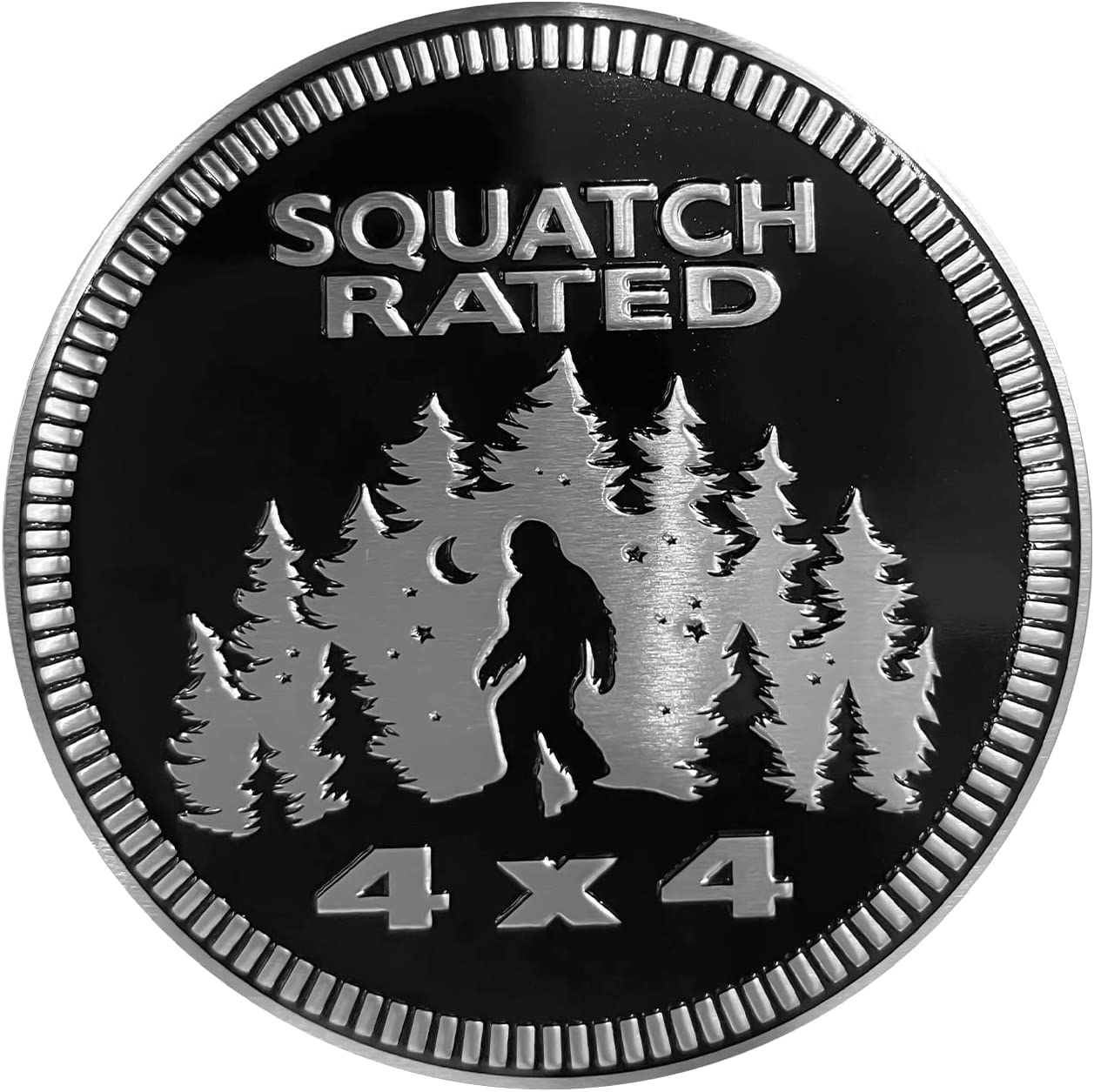 Squatch Badge Rated Car Emblem, 4 x 4 Metal Automotive Bigfoot Badge 3D ...