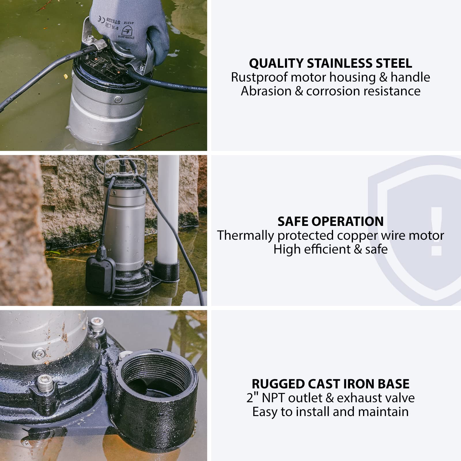 Mua Aquastrong 1HP Sewage Sump Pump, Stainless Steel, 115V 5283GPH ...