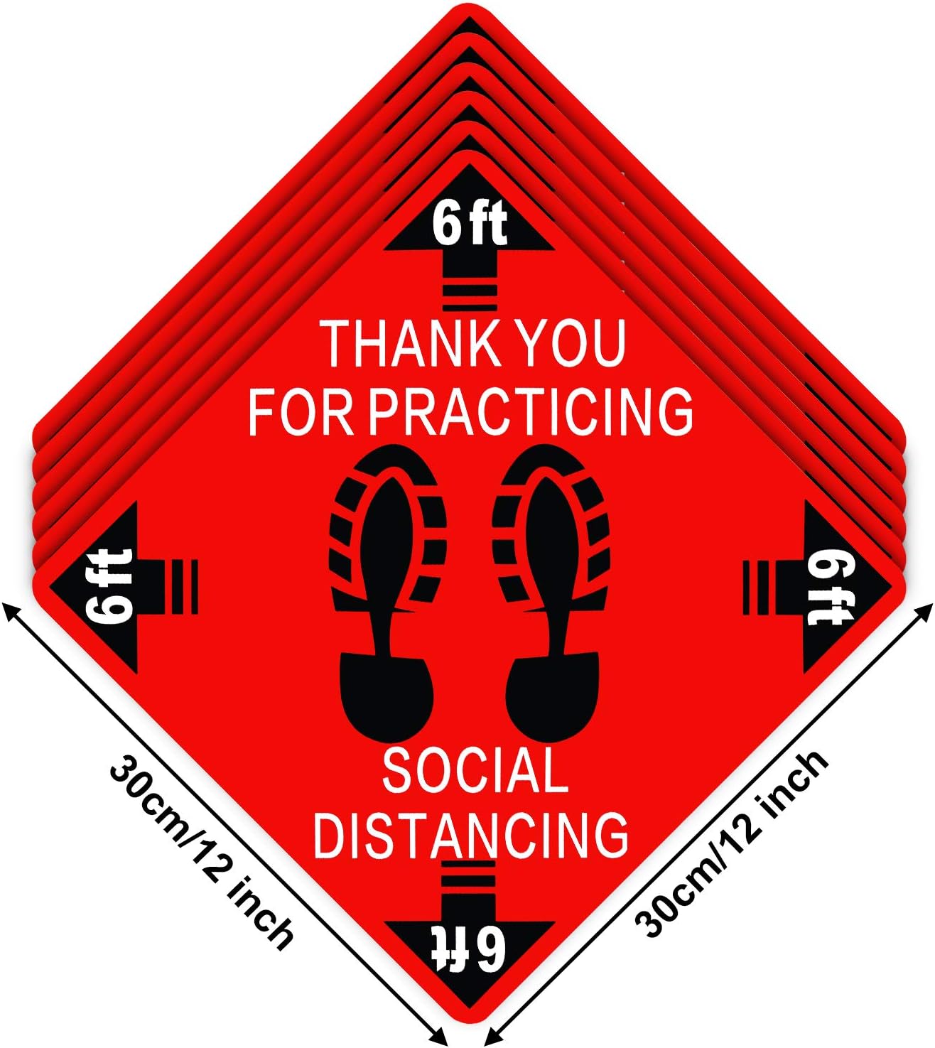 6 Pieces Square Social Distancing Floor Decals Safety Floor Sign ...