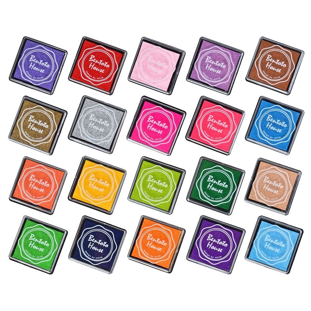 20 in 1 Multi Coloured Washable Foam Ink Ink Pad Stamp Pad Set Finger ...