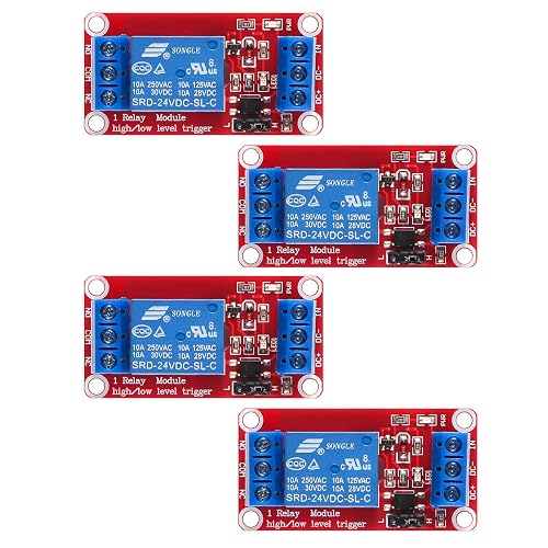 AEDIKO 4pcs DC 24V Relay Module 1 Channel Relay Board with Optocoupler ...