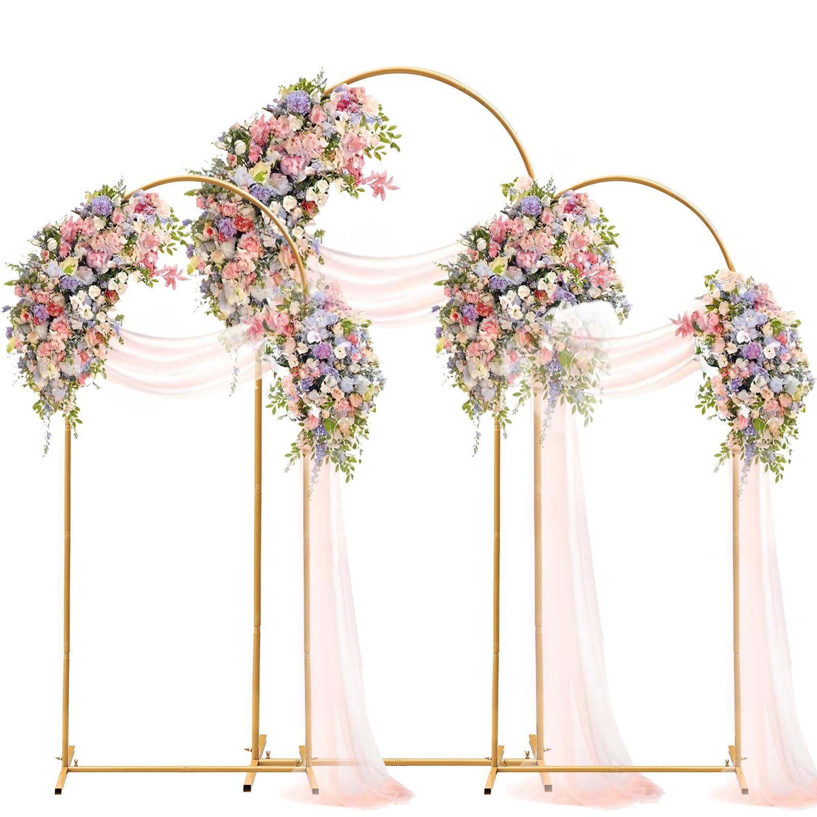 Wedding Arch Backdrop Stand Set of 3, Gold Metal Arch Backdrop Stand 7 ...