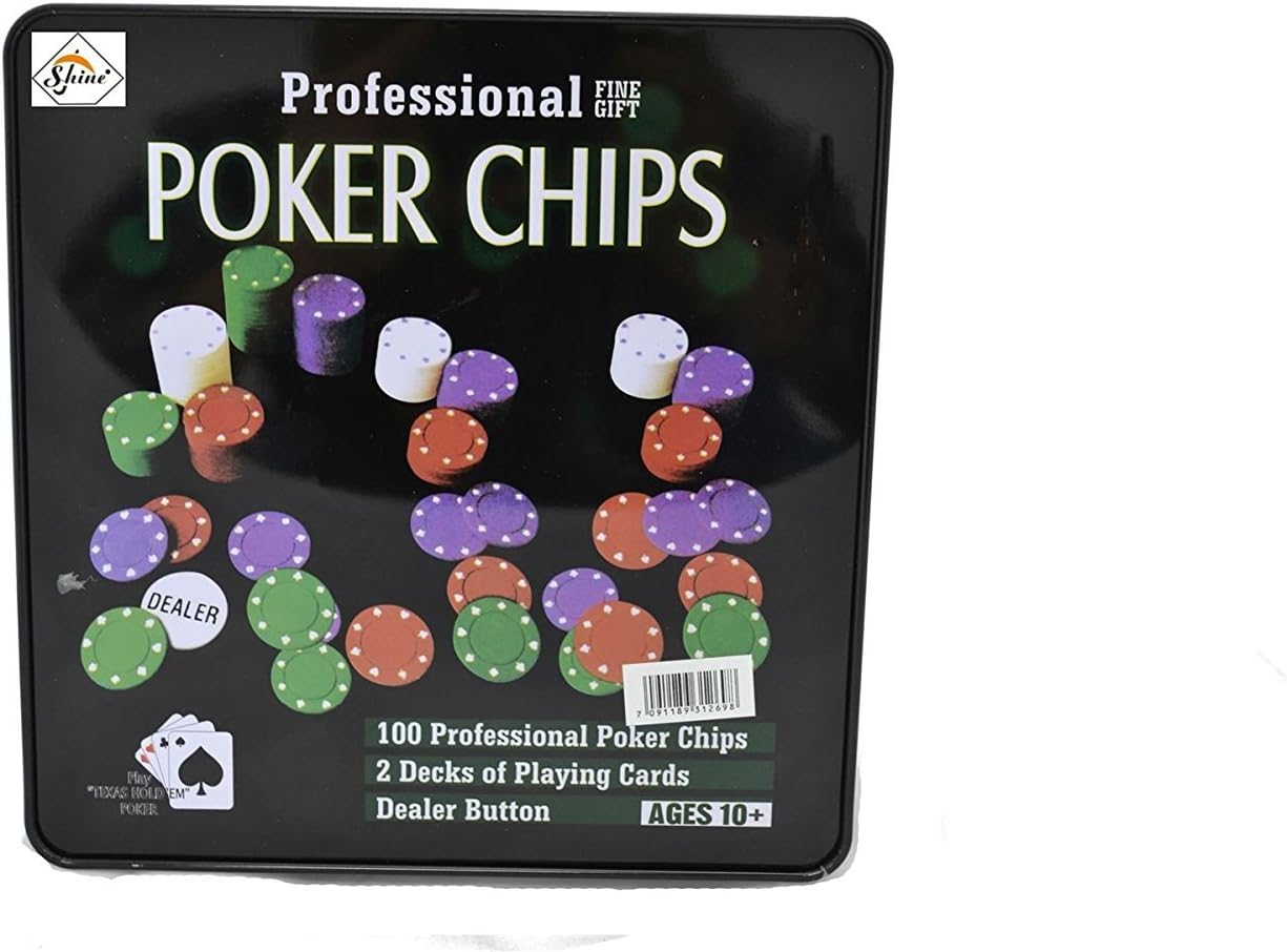 Professional Poker Chips 100 Chips 2 Decks Playing Cards Casio Game Set ...
