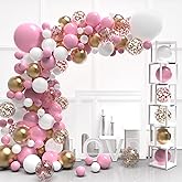 Amazon.com: Janinus Pink Balloons Garland Arch Kit Pink And White Balloons 5+12+18 In Gold Hot ...
