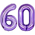 Amazon.com: Number 60 Purple Balloons 40 Inch Giant Purple 60 Number ...