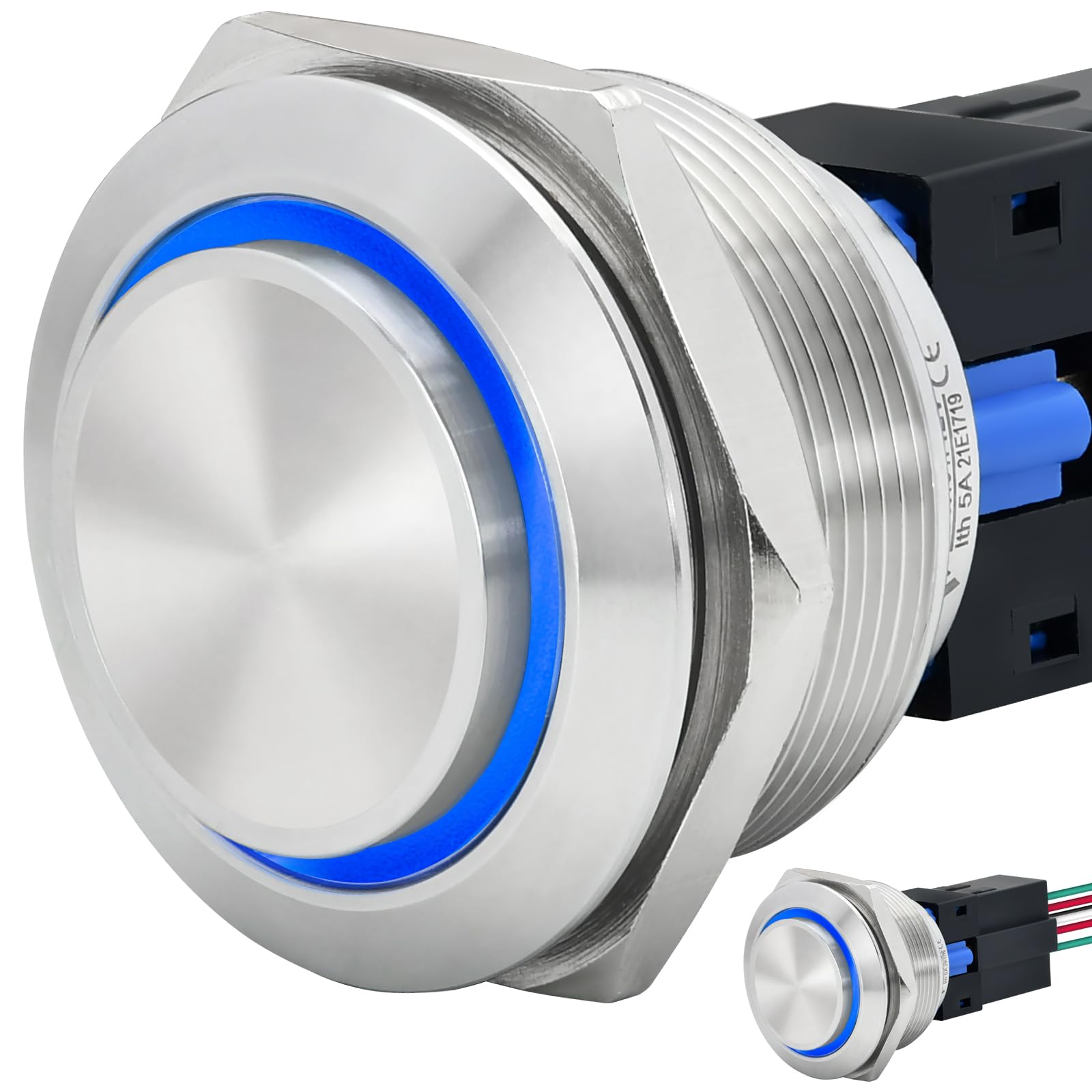 30mm Momentary Push Button Switch Blue High Round Head Waterproof IP67 ...