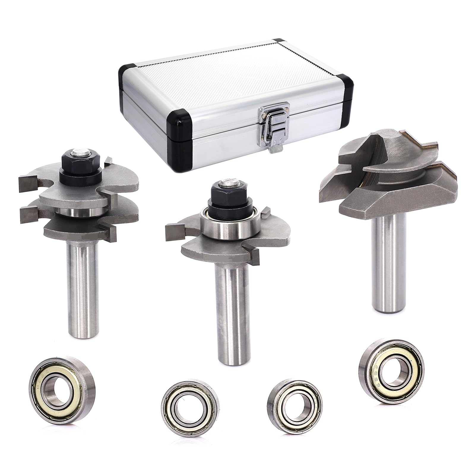 SICWOOD 3PCS Tongue and Groove Router Bit Set 1/2 Shank & 45 Degree ...