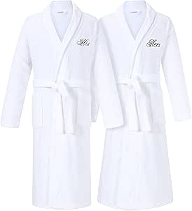 Amazon.com: His and Hers Robes Set | Set of 2 Terry Cotton Robes for ...