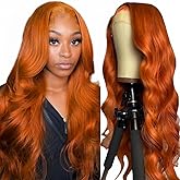 Amazon.com : Asidow Ginger Body Wave Human Hair Wig 180% Density HD Lace Frontal Pre Plucked ...