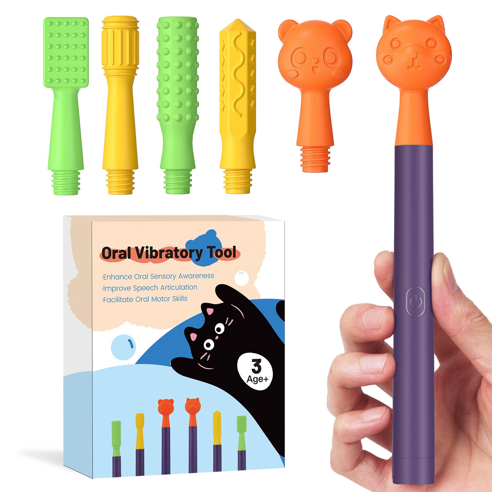 Oral Motor Stimulation kit with 6 Soft Textured Interchangeable Heads ...