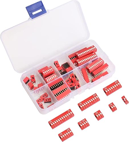 40PCS Double Row Dip Switch Assorted Kit 1 2 3 4 6 8 10 12 Position 2 ...