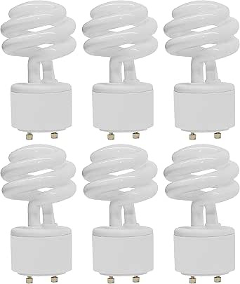 6 Pack - 13-Watt 2 Prong Mini Twist Self-Ballasted CFL Light Bulbs ...