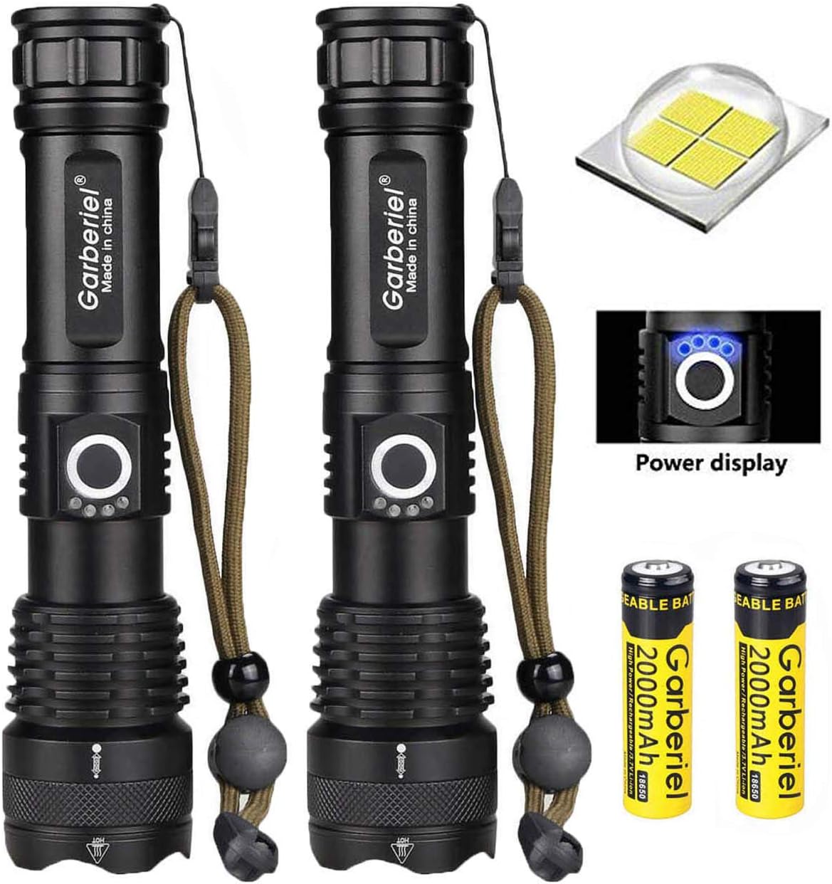 ShineTool XHP50 LED Torch 2 Pack High Lumens USB Rechargeable ...