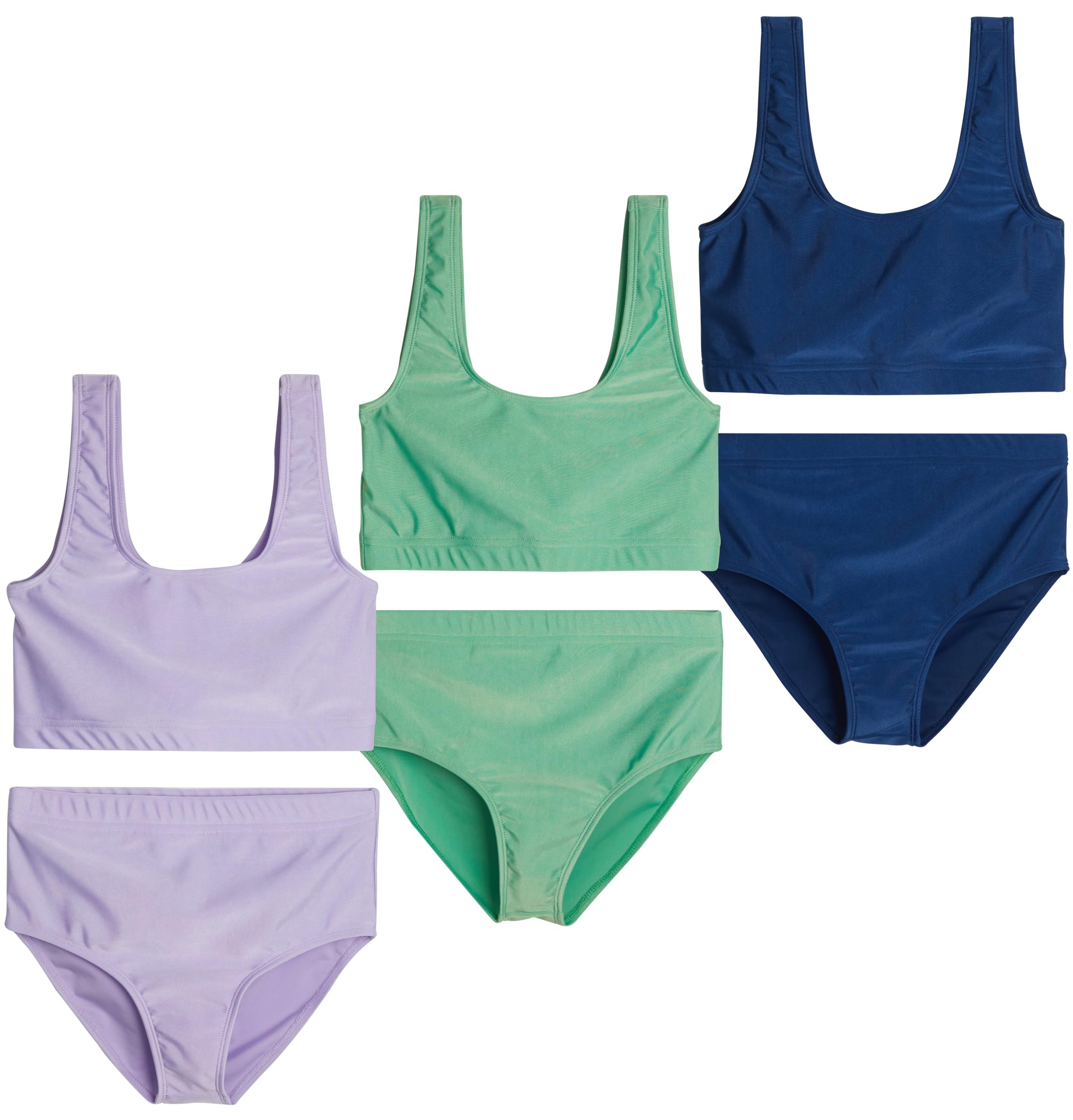 Real Essentials 3 Pack: Girls Two Piece Swimsuit Bathing Swim Suit Girl ...