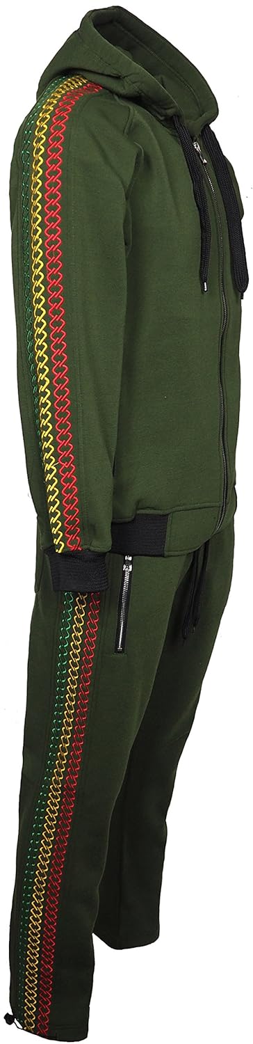Rasta Tracksuit Elasticated Bottom and Hooded Jacket 2 Piece Full Set ...