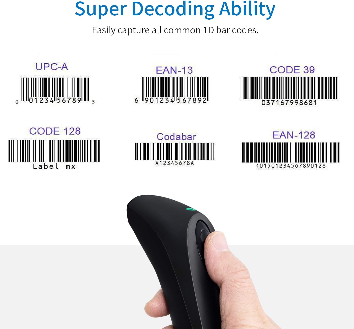 Alacrity 1D CCD Barcode Scanner with Charging Cradle, Bluetooth & 2 ...