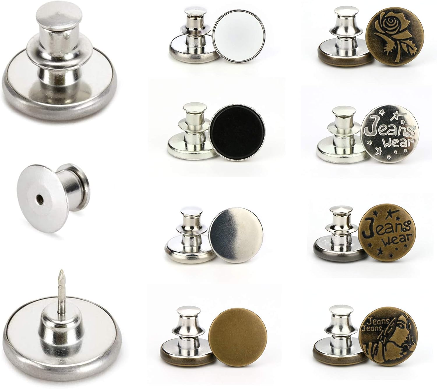 Amazon.com: Detachable Denim Button，Instant Buttons Replacement ...