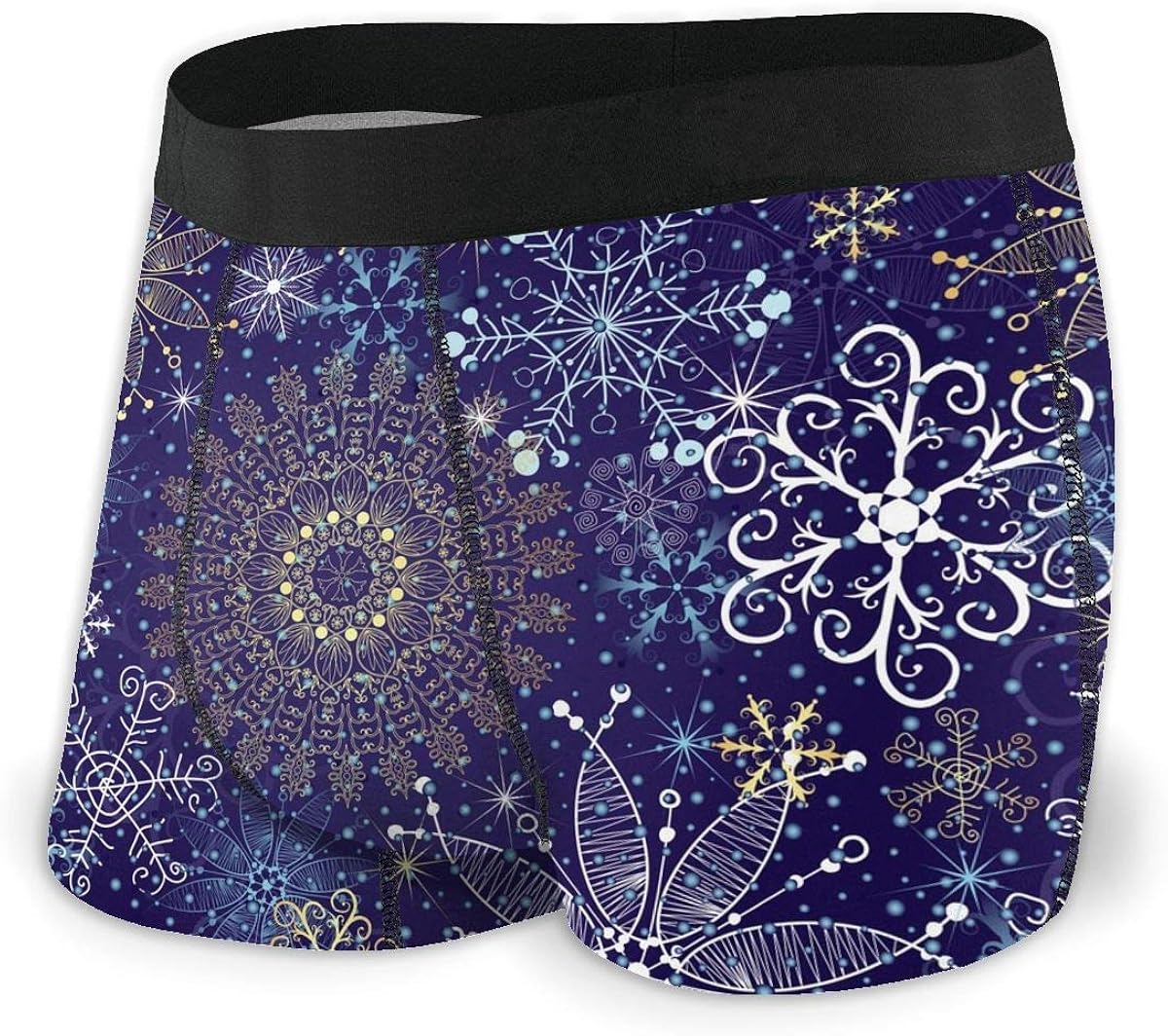 Intimo degli uomini di Natale con fiocchi di neve bianchi e oro Boxer ...