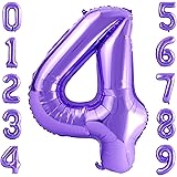 Amazon.com: Giant, Purple Number 4 Balloons - 40 Inch, 4th Birthday ...