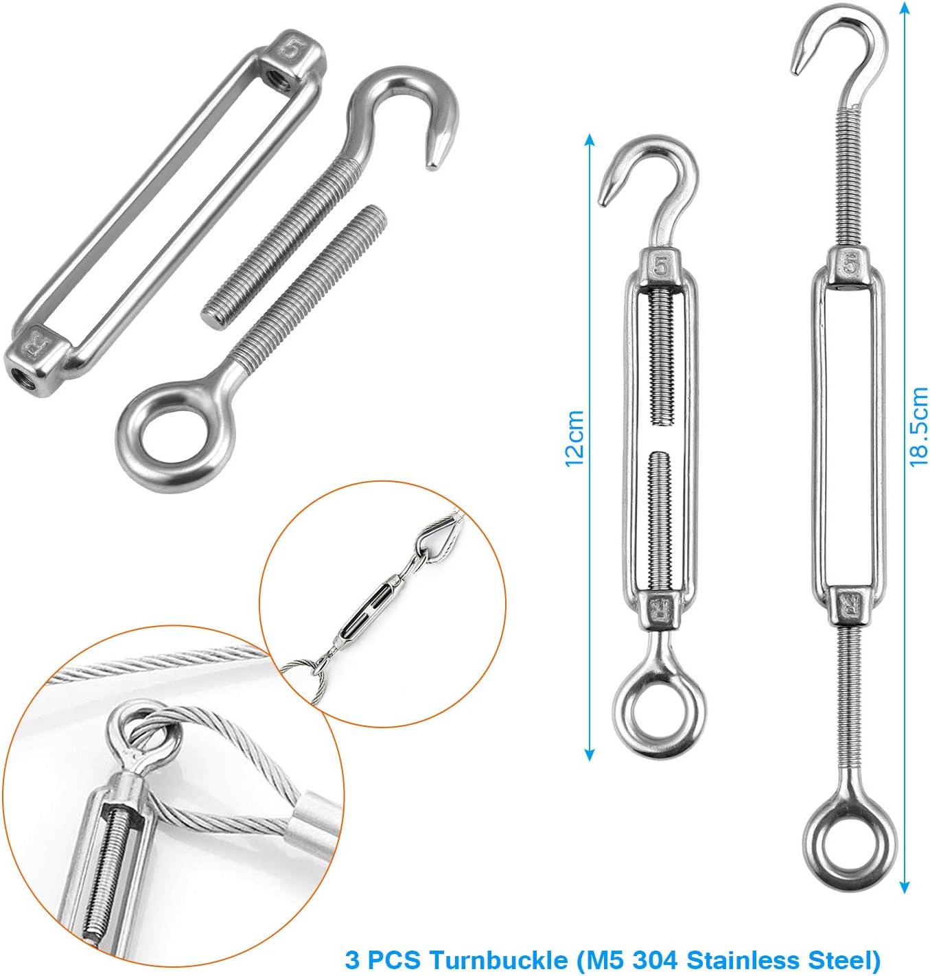 HSEAMALL Garden Wire Cable Railing Kit,Outdoor String Light Suspension ...
