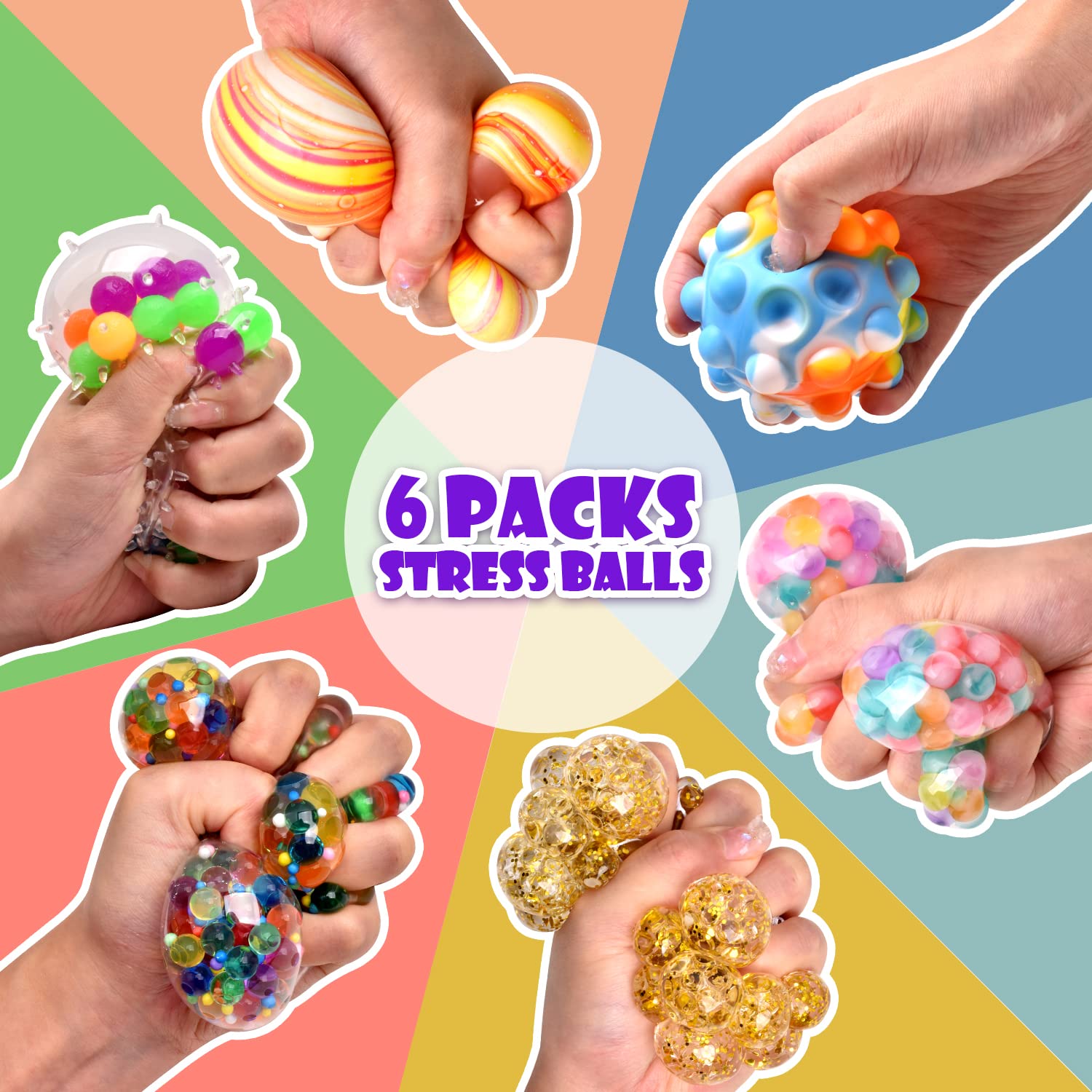 Mua 6 Pack Squishy Stress Balls, Stress Relief Tool for Adults, Squeeze ...