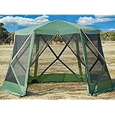Amazon.com : EVER ADVANCED Pop Up Gazebo Screen House Tent for Camping 11.5 ft for 8-10 Person ...