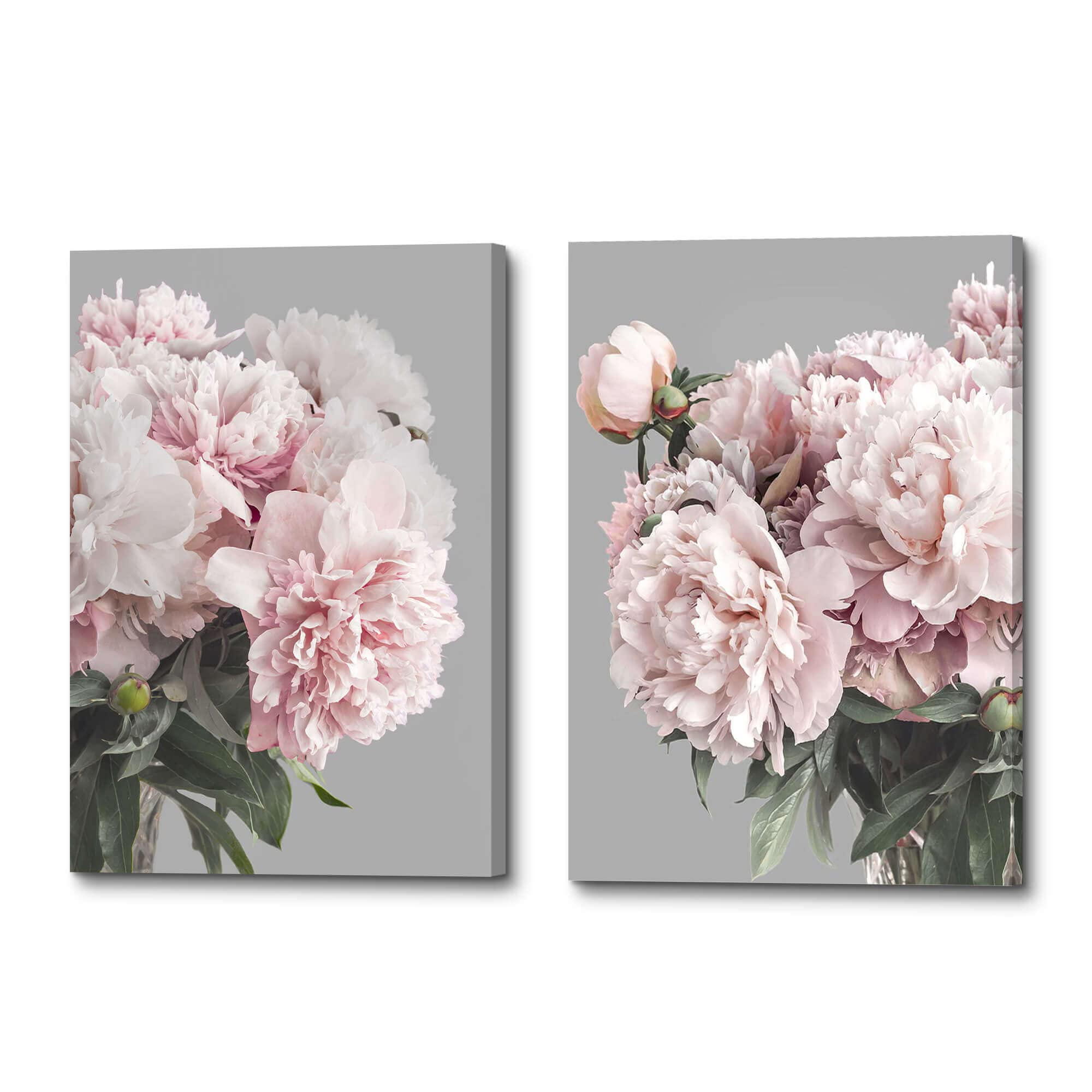 Pink Flower Canvas Wall Art: Bedroom Blush Peony Artwork Elegant ...