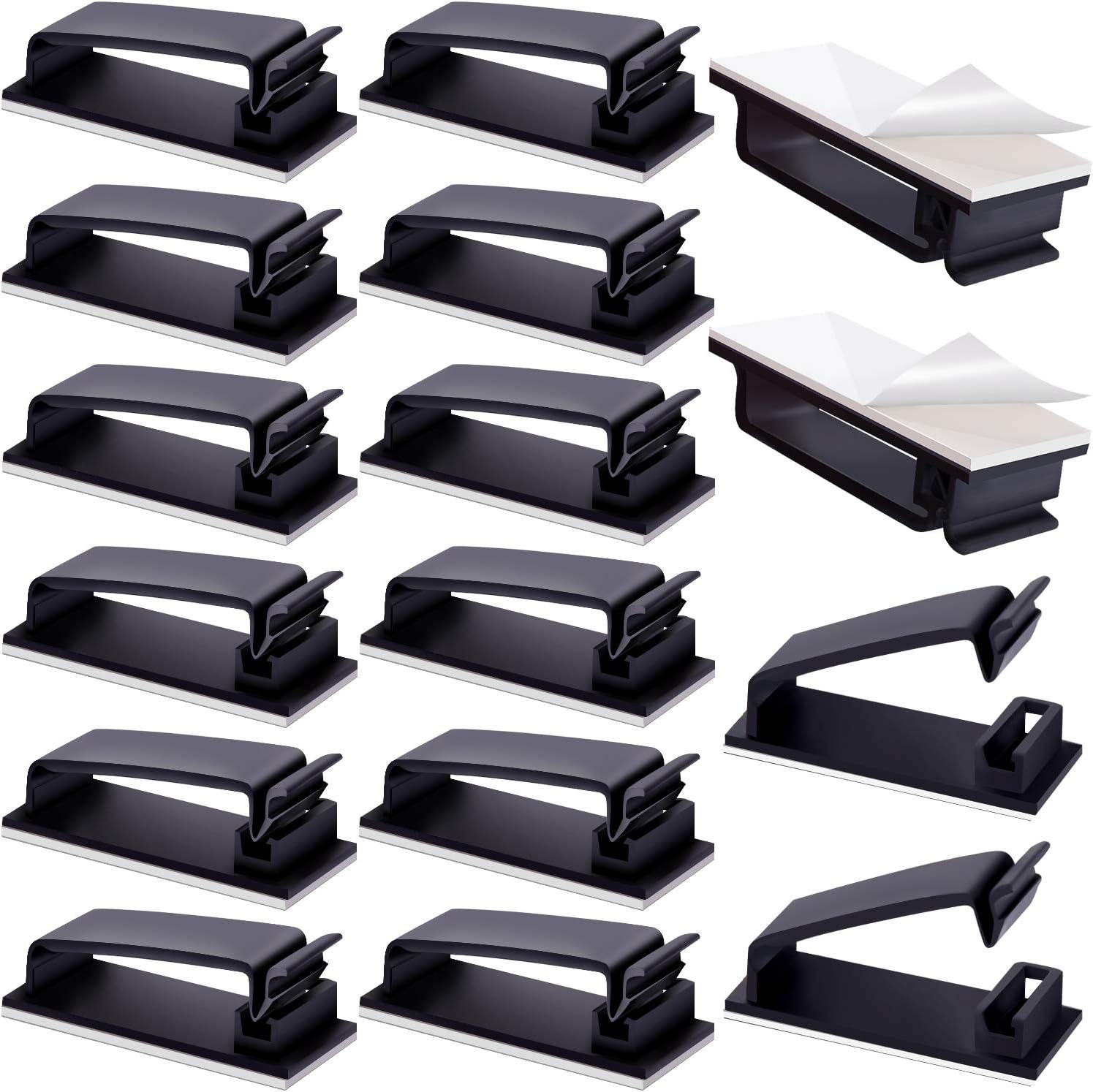 BQTQ 75 Pack Cable Management Clips Black Self Adhesive Cable Clips ...