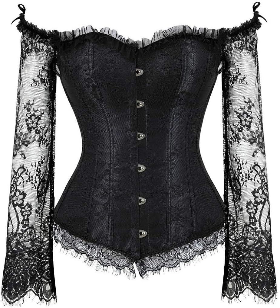 Kelvry Women Plus Size Satin Lace up Boned Bustier Basque Corset Tops ...