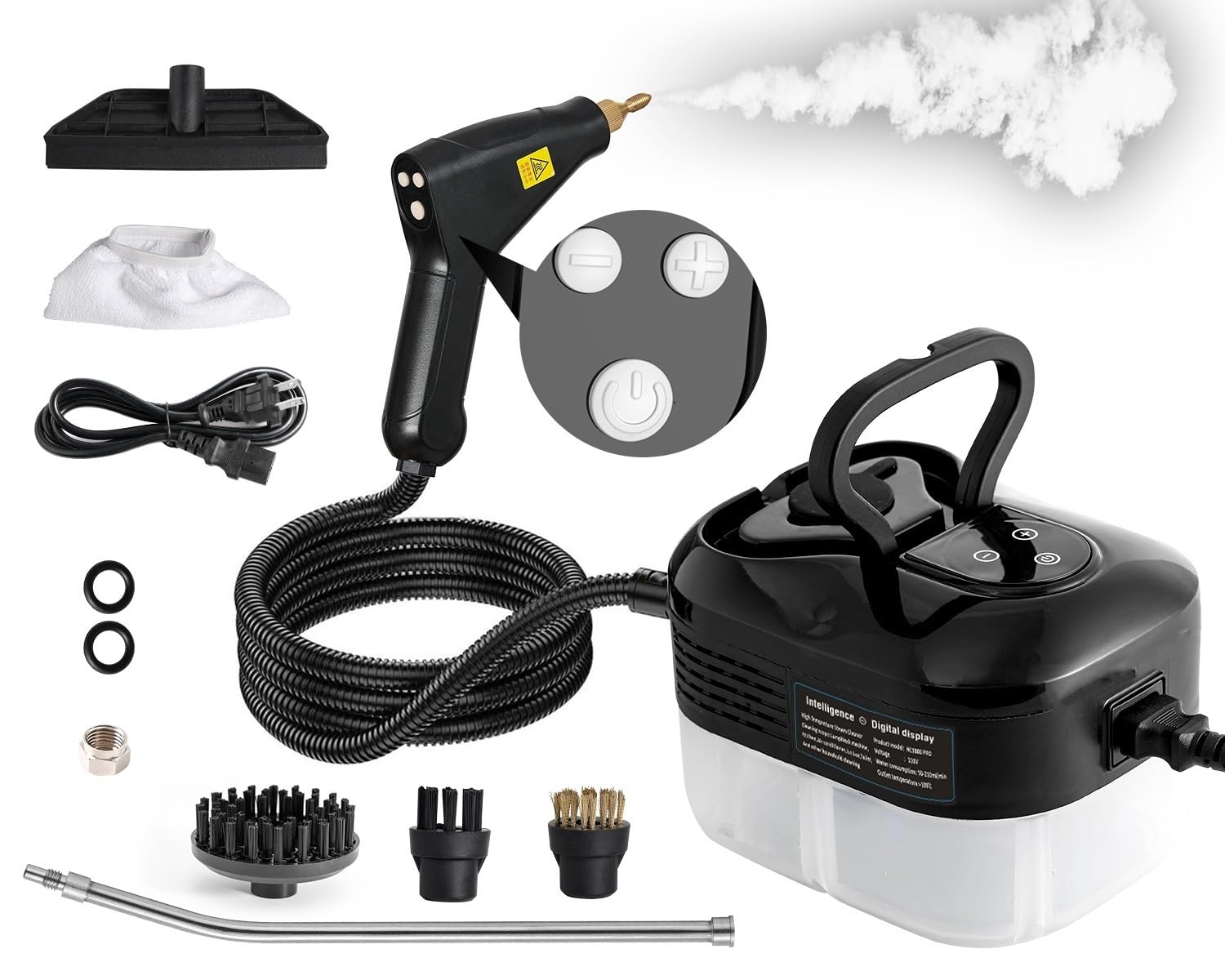 Foandbevi Handheld Steam Cleaner, 2500W Pressurized Multi-Surface Steam ...