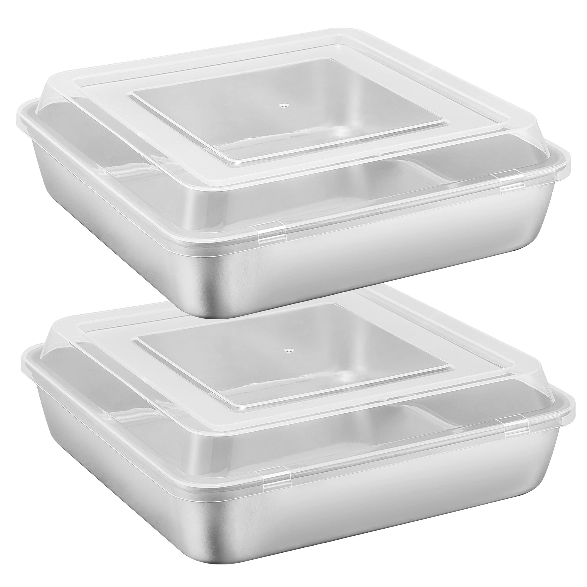 E-far 9 Inch Square Cake Pan with lid, 9x9 Baking Brownie Pans ...