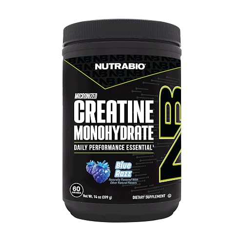 NutraBio Pure Micronized Creatine Monohydrate Powder Supplement, Blue ...