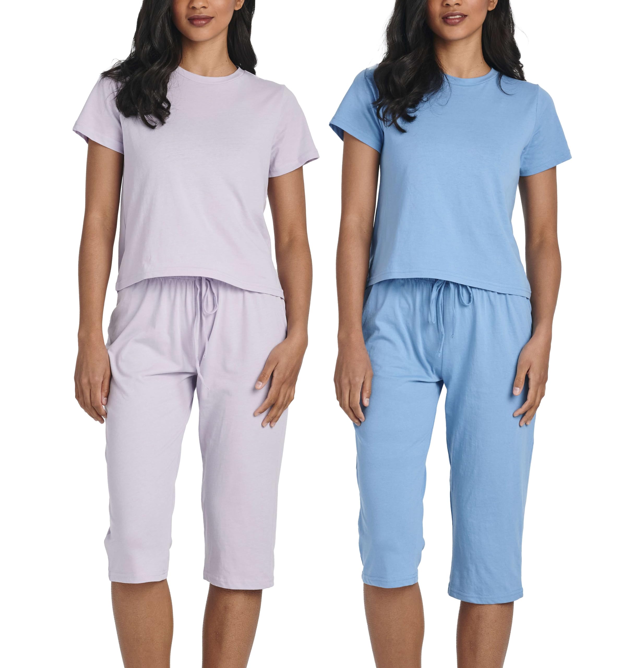 Real Essentials 2 Pack Piece Pajama Sets Women Capris Pants Summer ...
