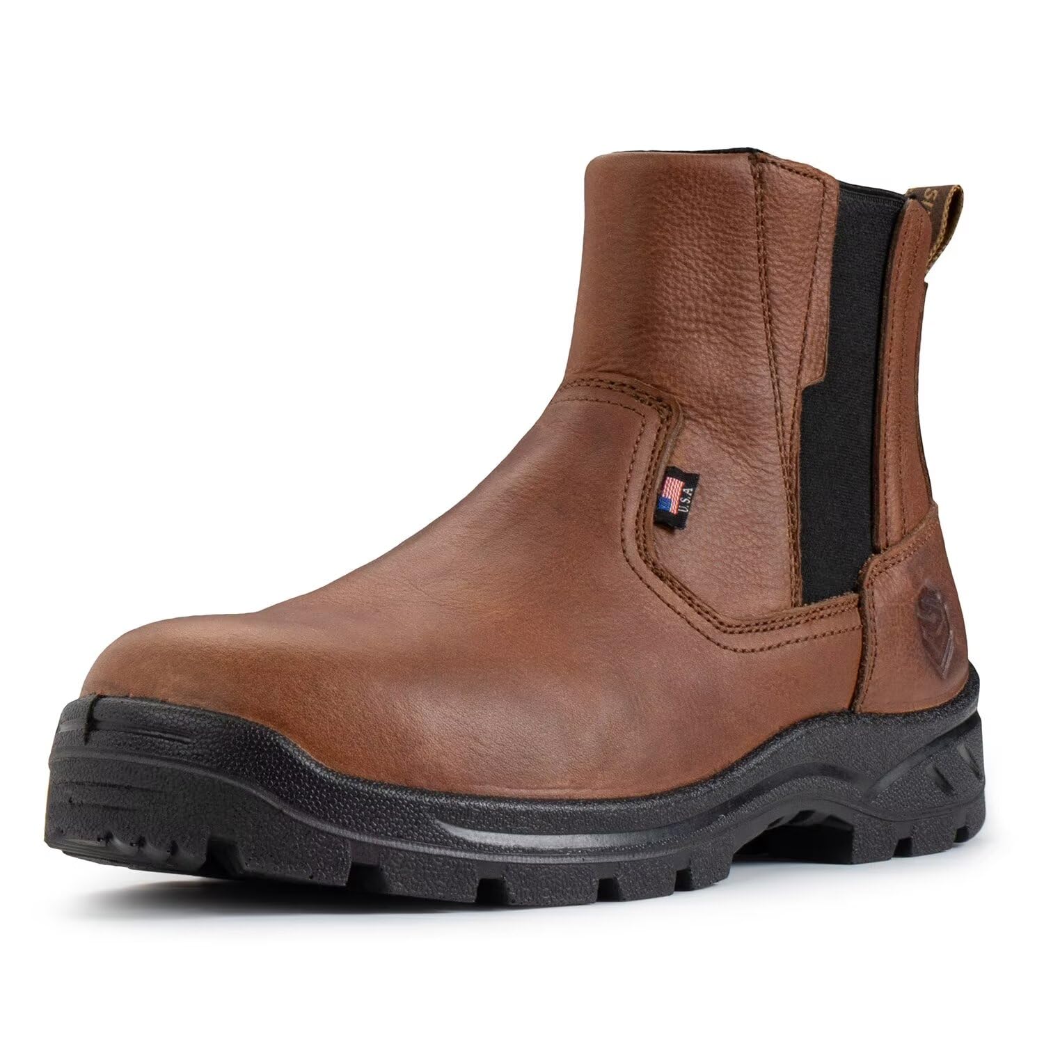 SUREWAY Men's Slip On Work Boots for Men-Steel Toe,Chelsea Fire Station ...