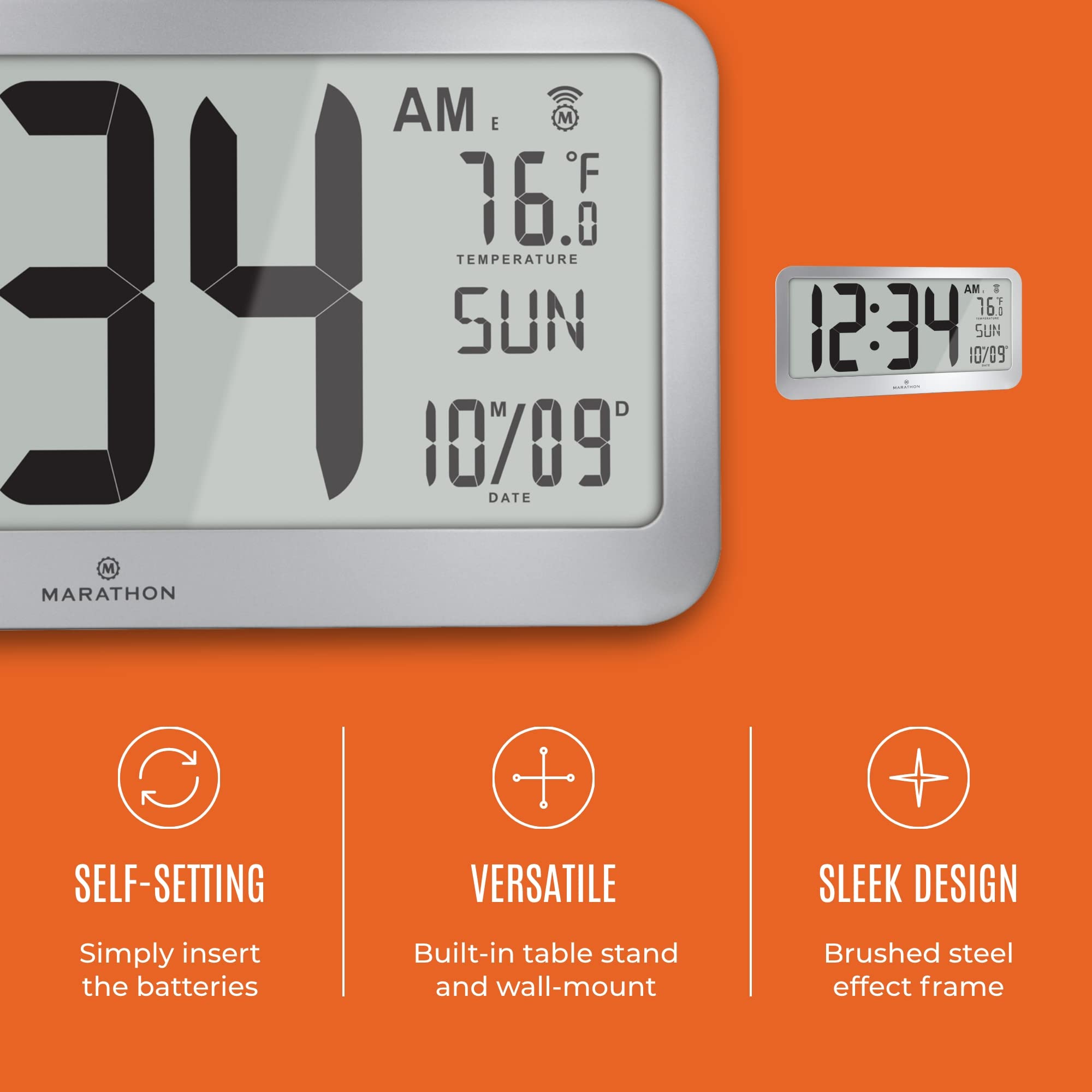 Mua MARATHON Slim Jumbo Panoramic Atomic Wall Clock with Date ...