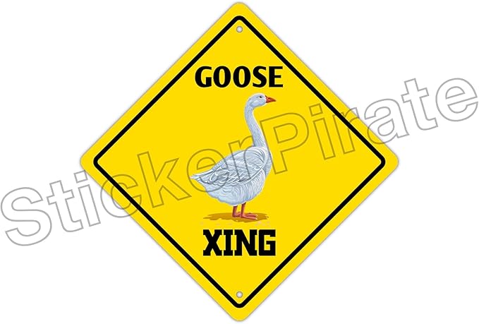 Amazon.com: StickerPirate Goose Crossing Funny Metal Novelty Sign ...