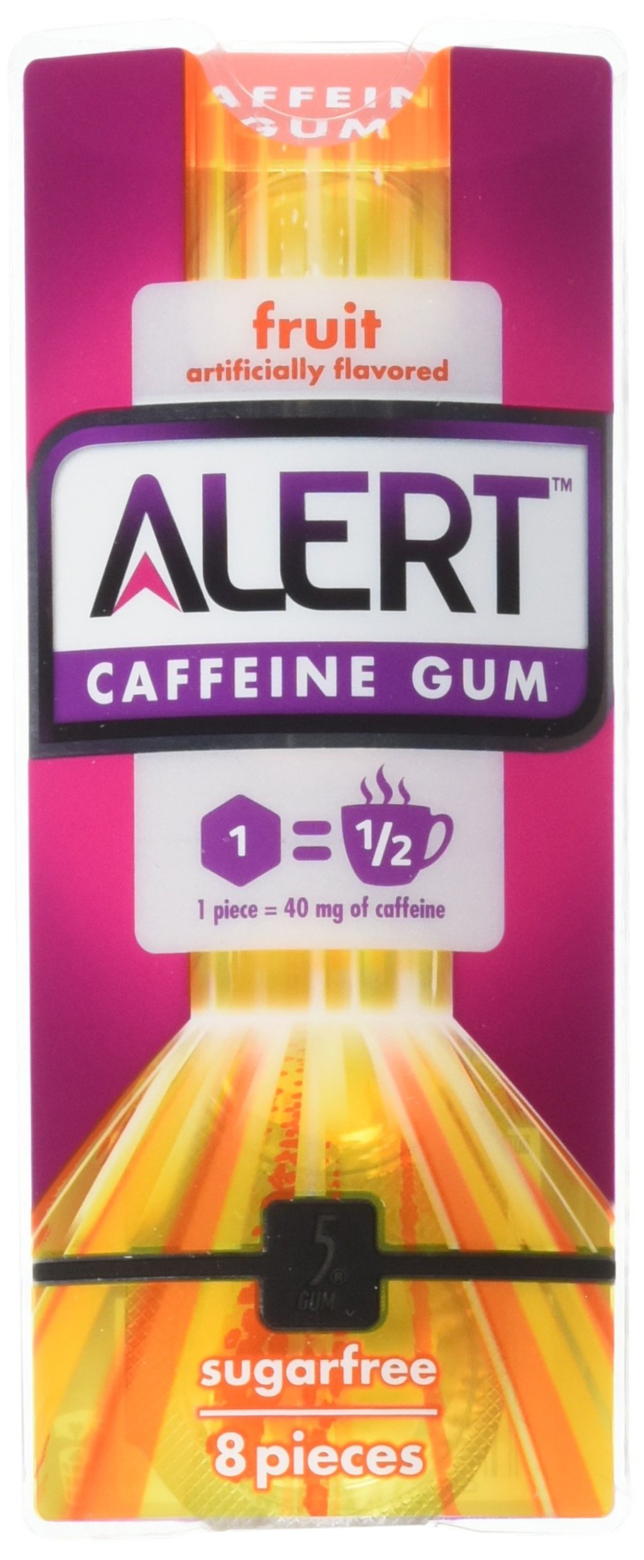 Amazon.com : Alert Fruit Energy Caffeine Gum Artifically Flavored Sugar ...