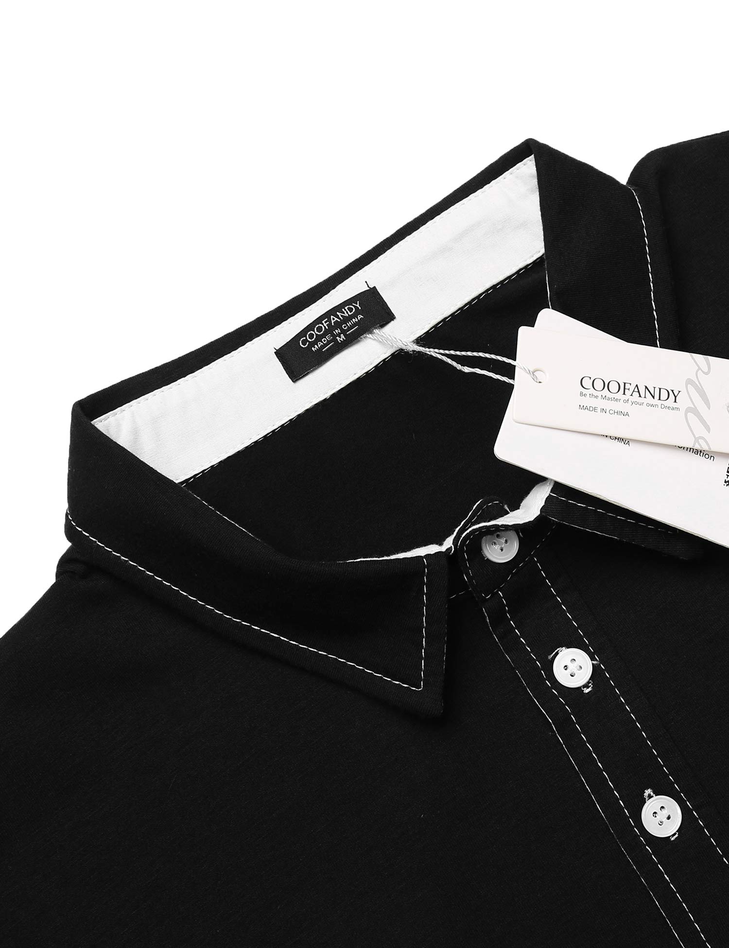 COOFANDY Men's Long Sleeve Polo Shirt Slim Fit Casual Business Cotton T Shirt - GearUP Swag