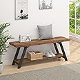 Amazon.com: LVB Wood Bench, Industrial Storage Entryway Indoor Bench ...